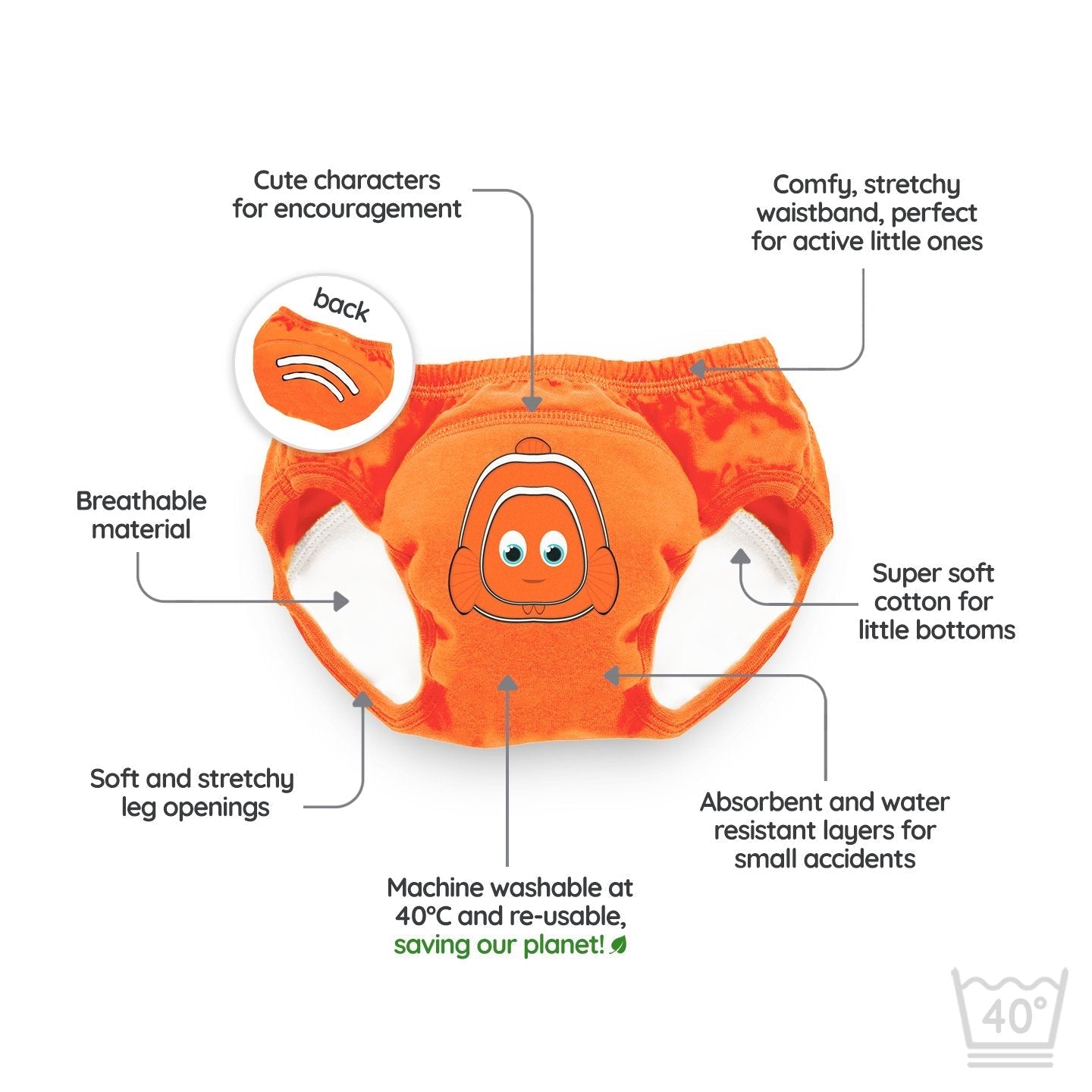 Reusable Potty Training Comfortable Pants - Clownfish – My Carry Potty®